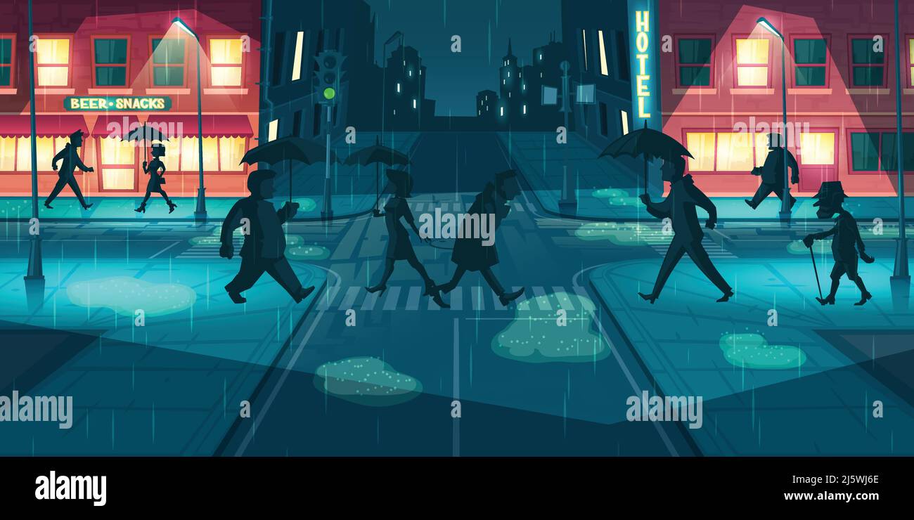 Rainy avenue Stock Vector Images - Alamy