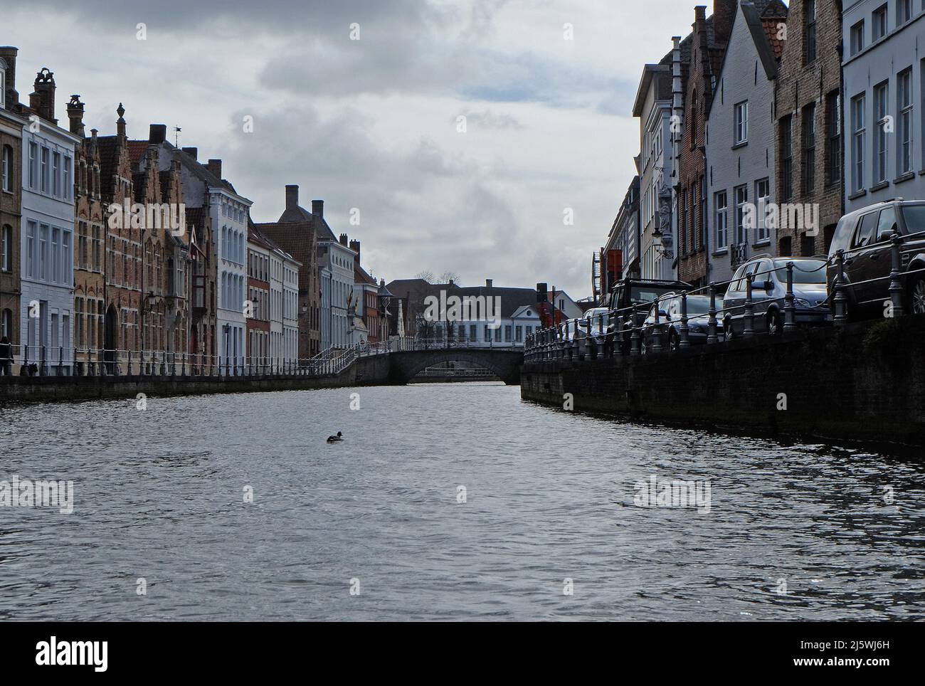 Exterior European architecture and building design along Canal boat ...