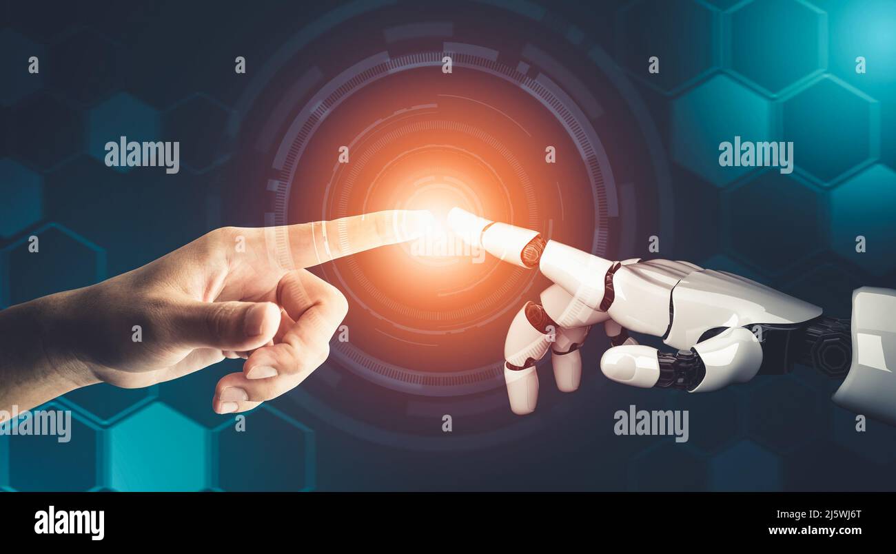 3D rendering futuristic droid robot technology development, artificial intelligence AI, and ...