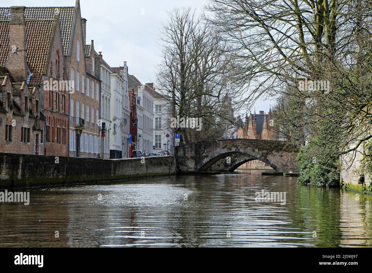 Exterior European architecture and building design along Canal boat ...