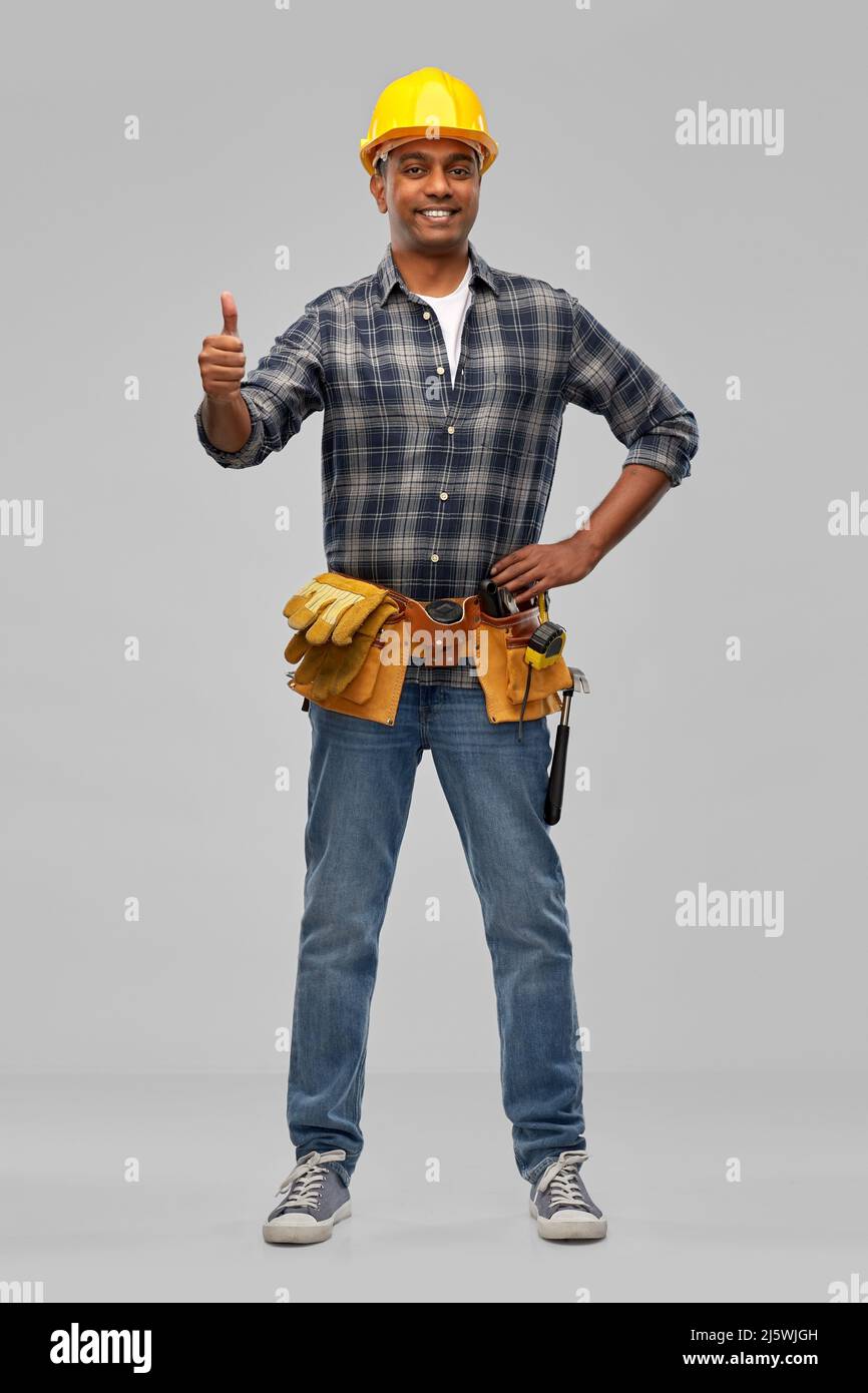 happy indian worker or builder showing thumbs up Stock Photo - Alamy