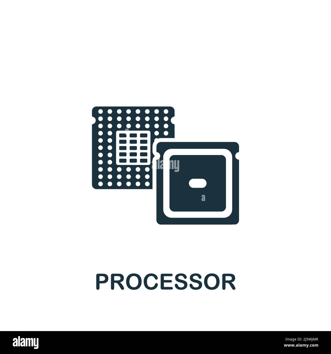 Processor icon. Monochrome simple Artificial Intelligence icon for ...