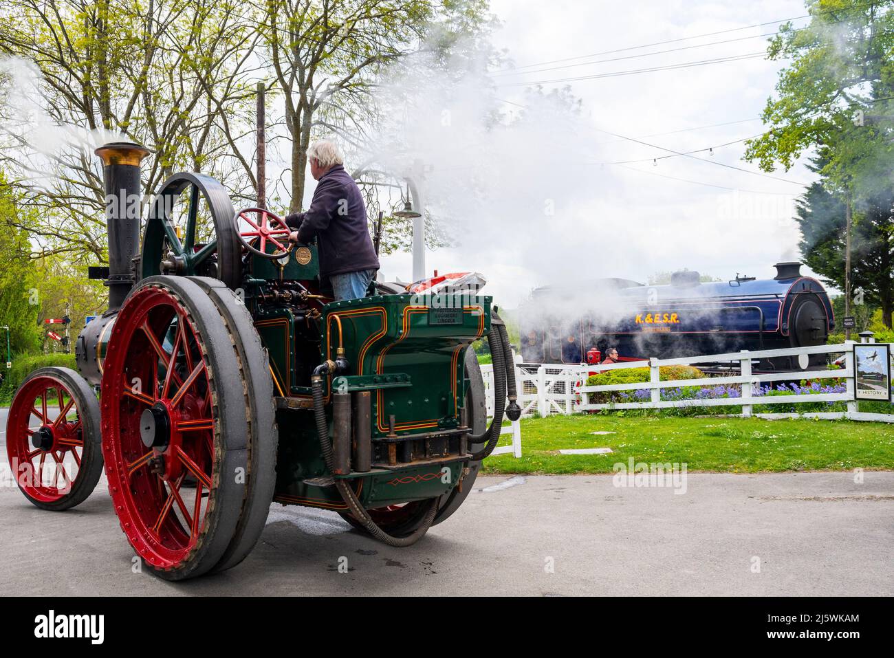 Steam traction engine, and Hunslet Austerity 0-6-0ST named Northiam of ...