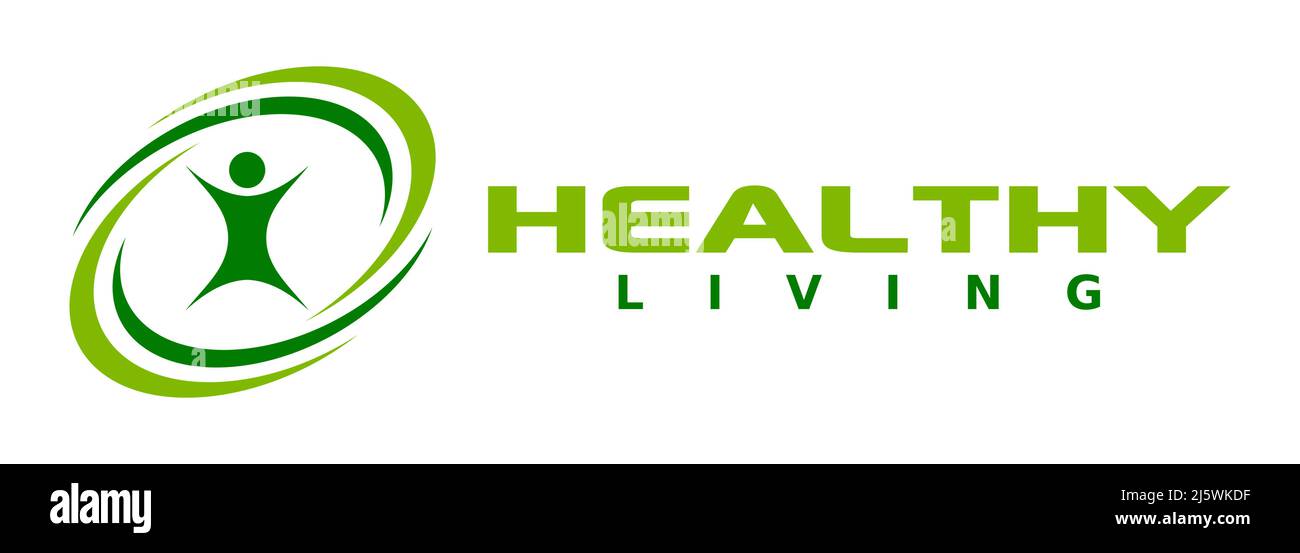 Healthy living logotype. Man figure inside ellipse. Fitness and ...