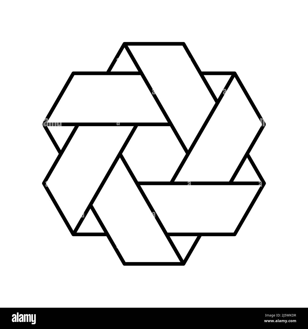 Abstract hexagonal shape line icon. Star of David symbol. Impossible geometric figure with ...