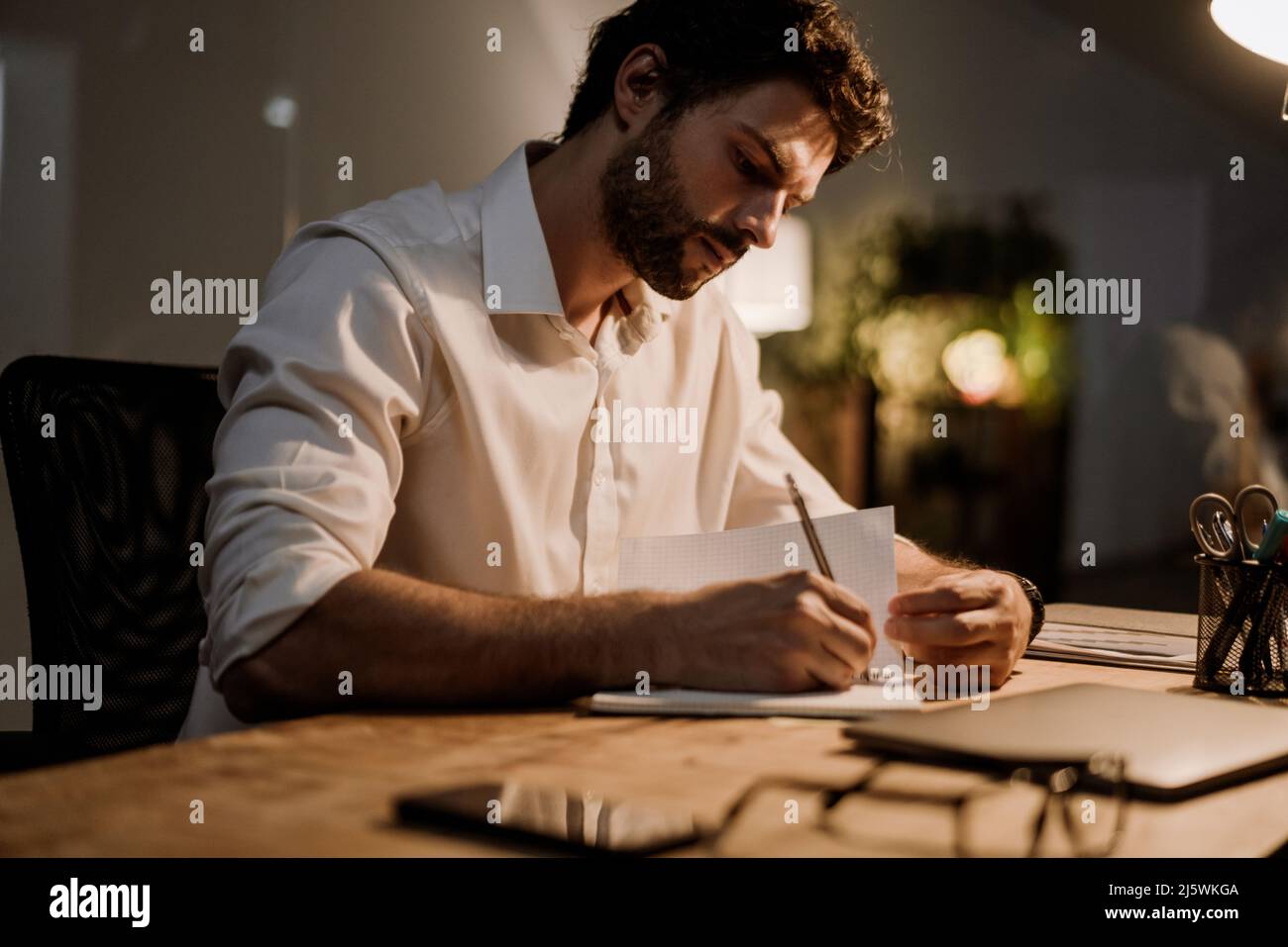 White bearded man writing hi-res stock photography and images - Alamy