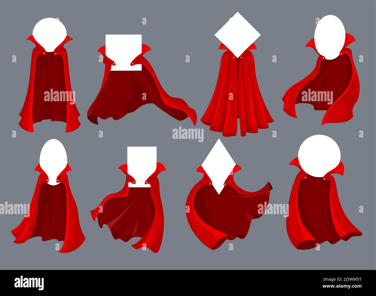 Hero and super hero, wizard and magician red capes and cloaks with ...