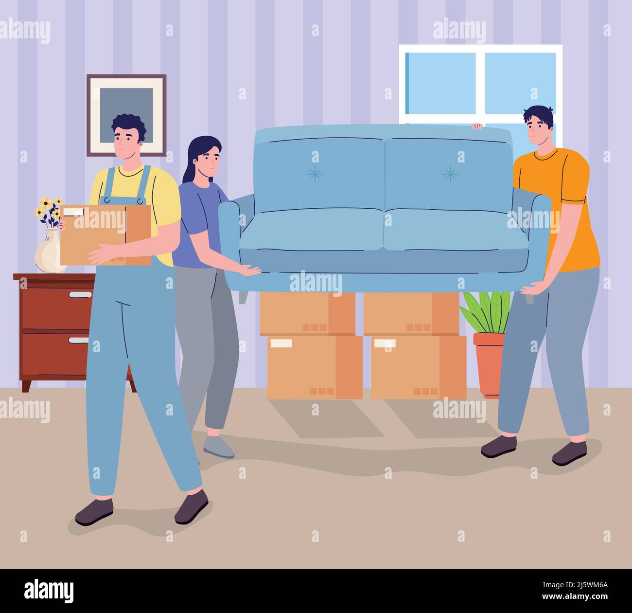 Moving new home young Stock Vector Images - Alamy