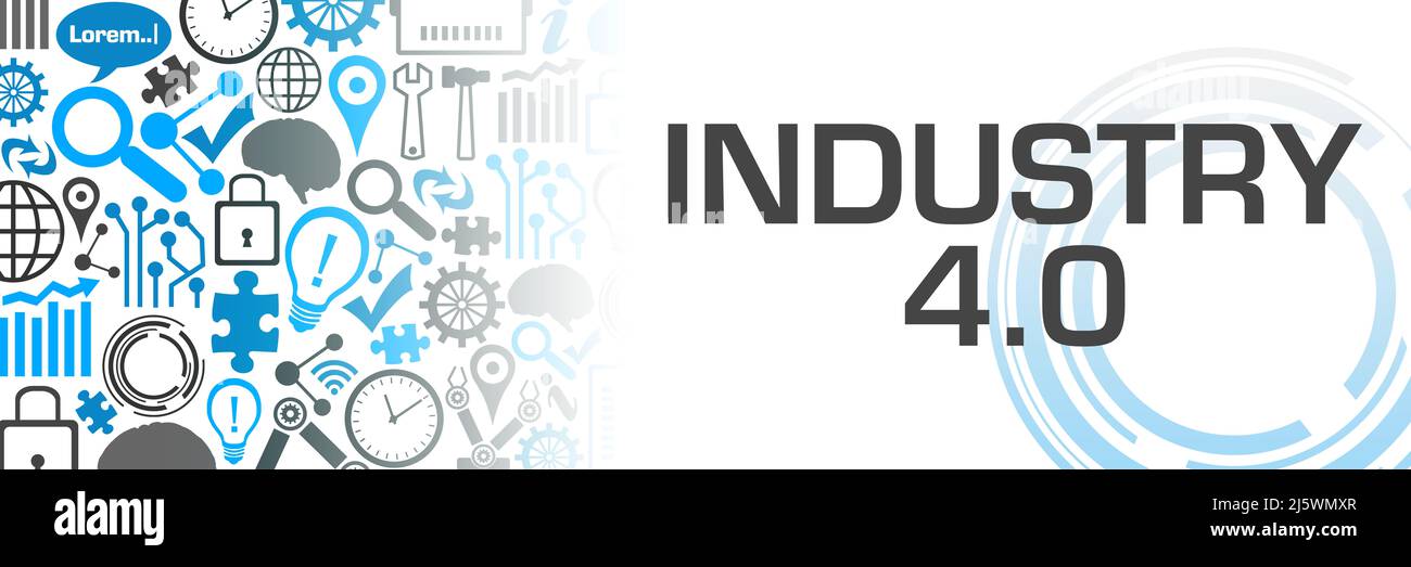 Industry Four Point Zero Blue Grey Technology Symbols Texture ...