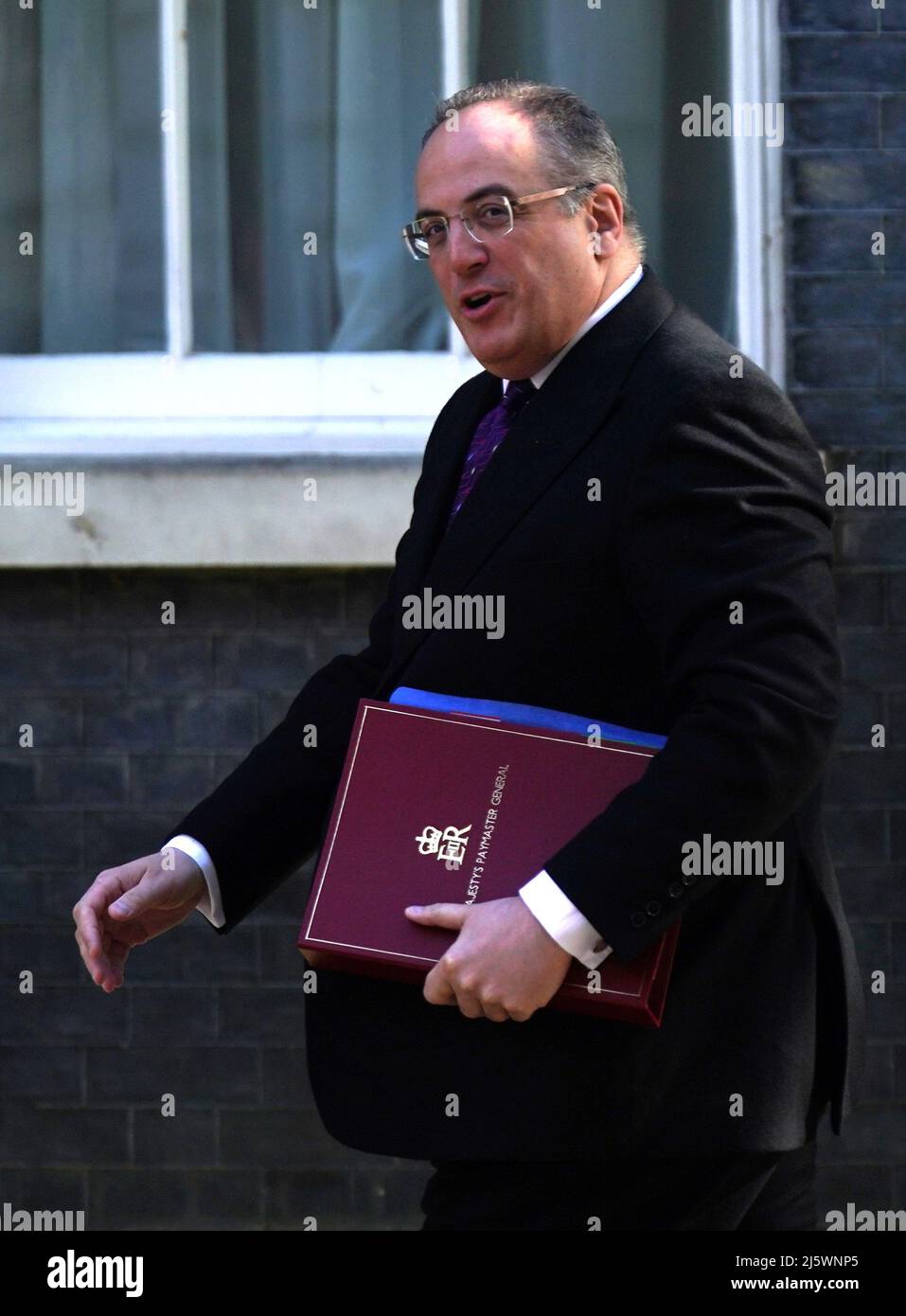 Paymaster General Michael Ellis arriving in Downing Street, London, for ...