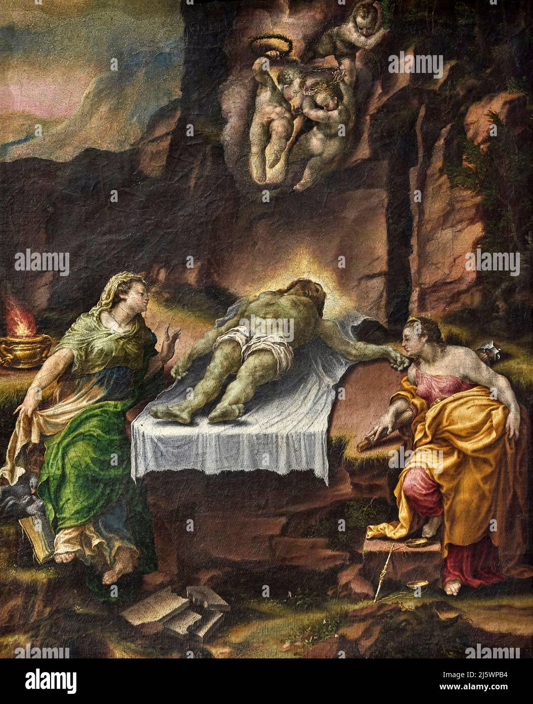 Cristo morto tra la Carità e la Giustizia - olio su tela - Lelio Orsi ...