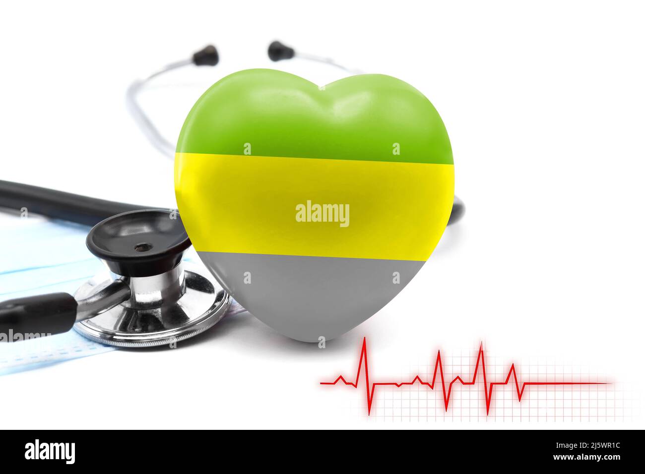 Flag of Lithromantic pride in the form of a heart next to a stethoscope ...
