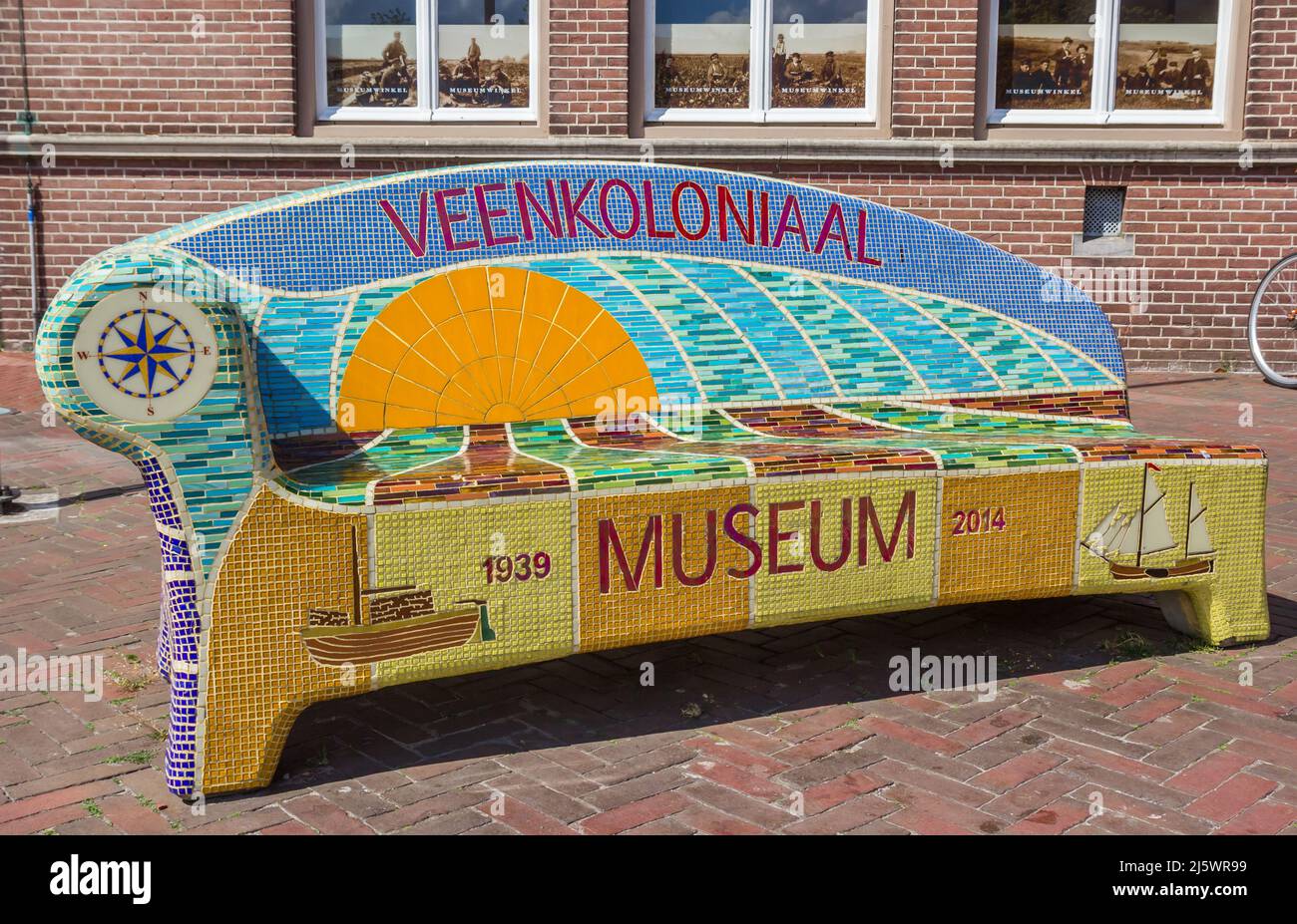 Ceramic bench in front of the museum in Veendam, Netherlands Stock ...