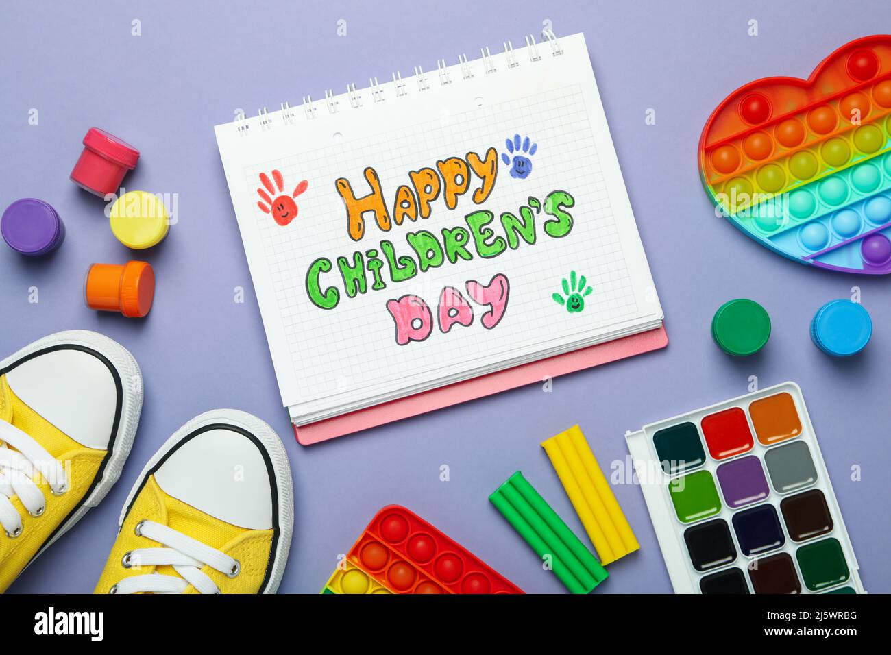 Concept of World Children's Day on violet background Stock Photo - Alamy