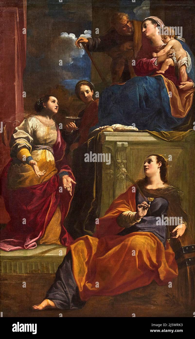 Sacra Famiglia con S.Caterina,S.Barbara e S.Lucia - olio su tela ...