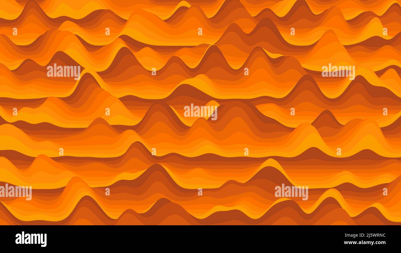 Retro orange stripes distorted backdrop. Procedural vintage ripple ...