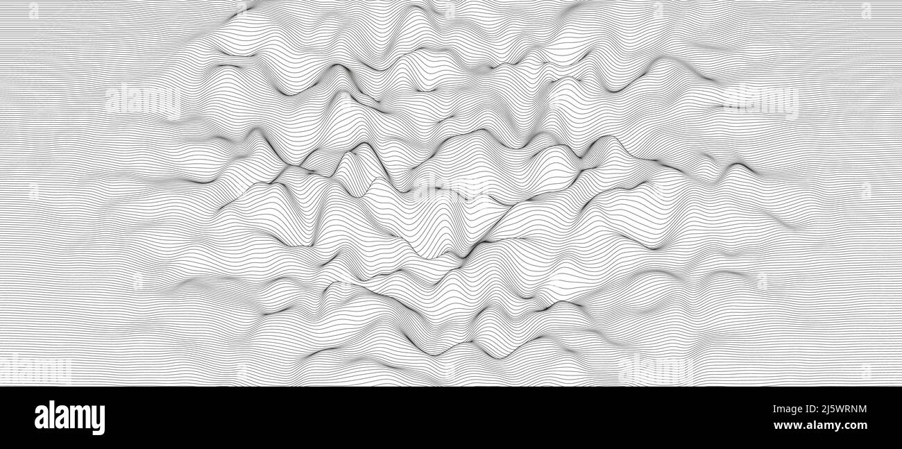 Monochrome sound line waves abstract background . Distorted line shapes ...