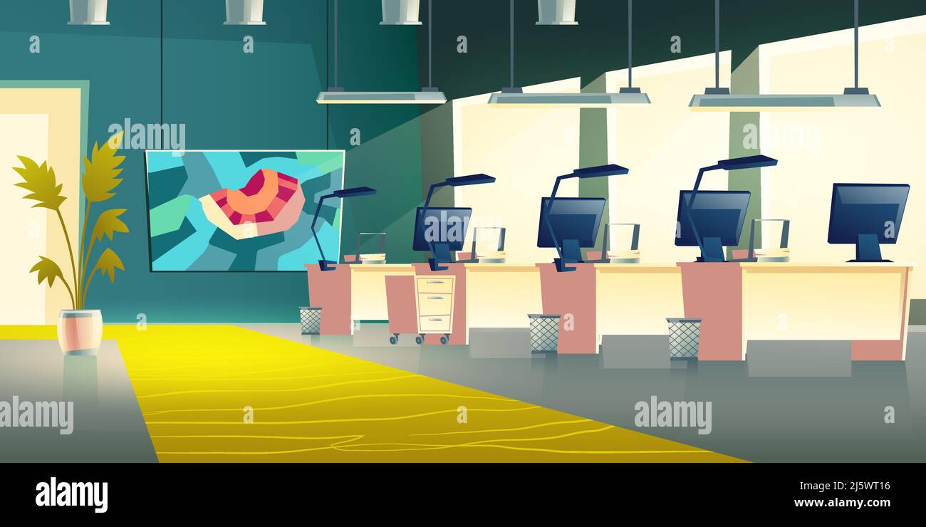 Company office, co-working center cartoon vector empty interior ...