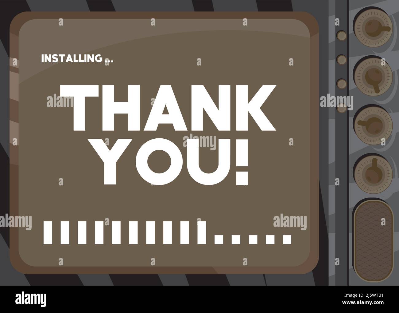 Cartoon Computer With the words Thank You! Message of a screen ...