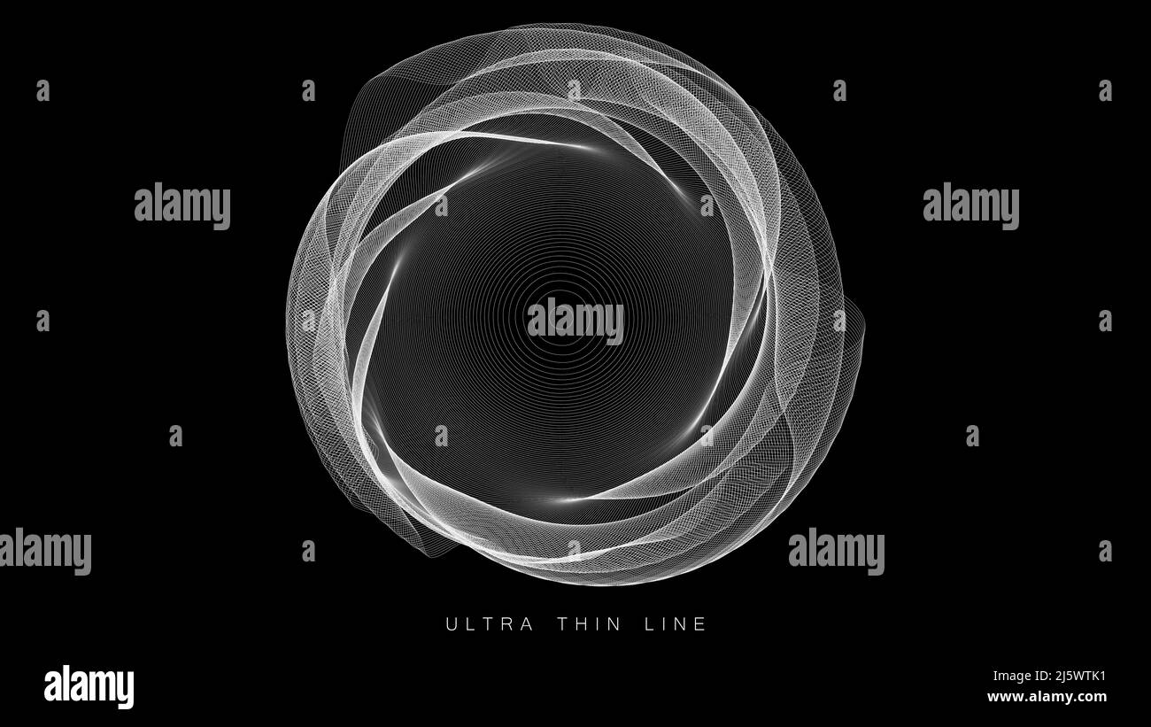 Distorted line spheres. Vector thin line glitch geometry Stock Vector ...