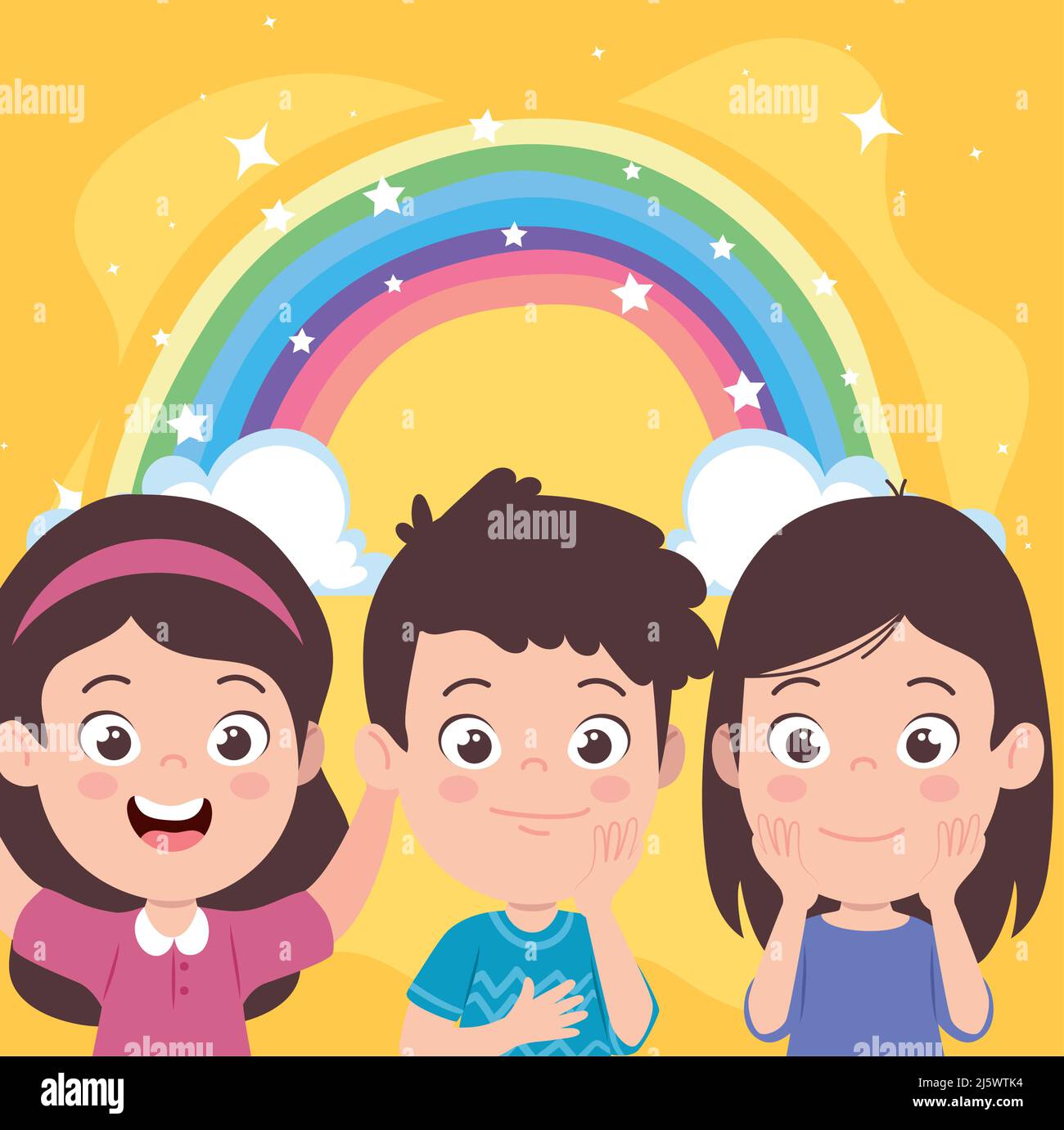 little kids and rainbow Stock Vector Image & Art - Alamy