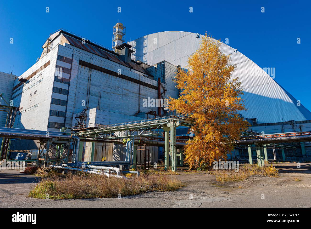 The October 22, 2021, a view on the huge secure dome that seals the ...