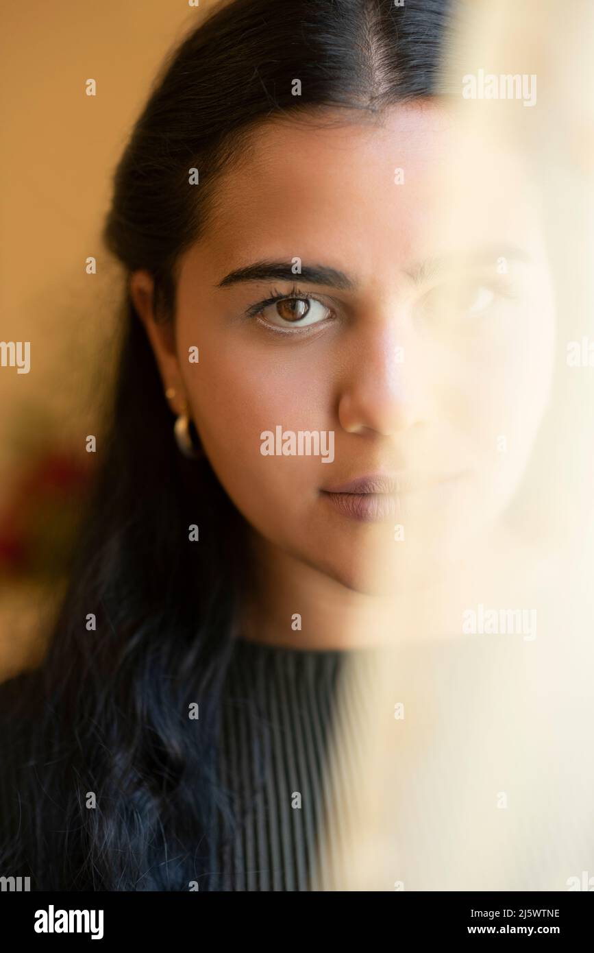 Closeup young serious woman long hi-res stock photography and images ...