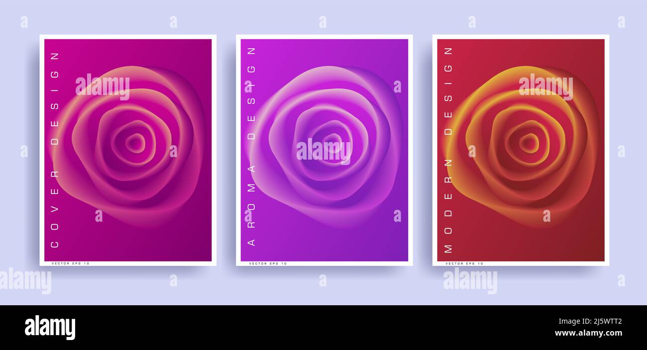 Abstract poster for perfume promo with 3d rose soft lines illustration ...
