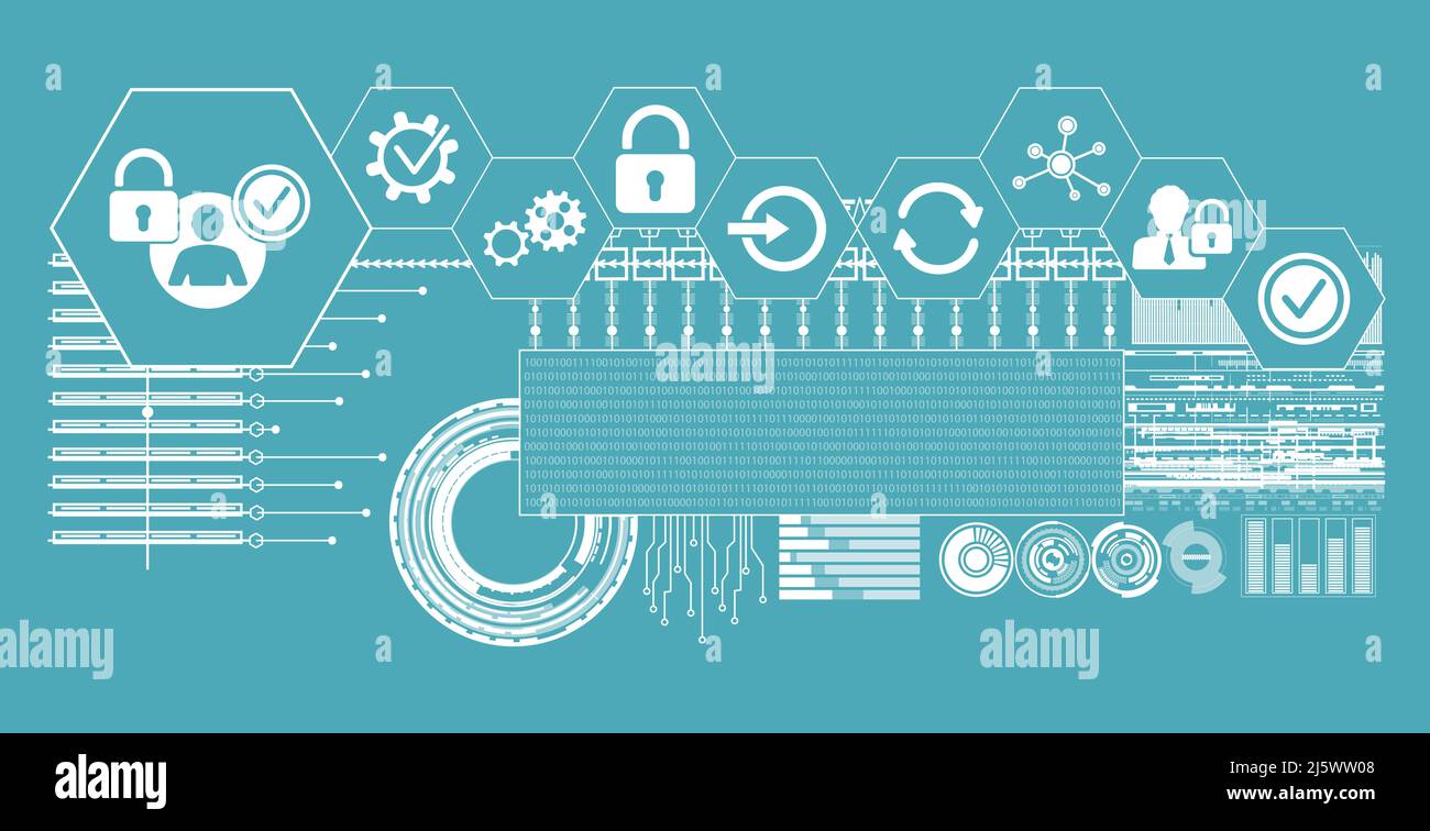 Concept of login with connected icons Stock Photo - Alamy