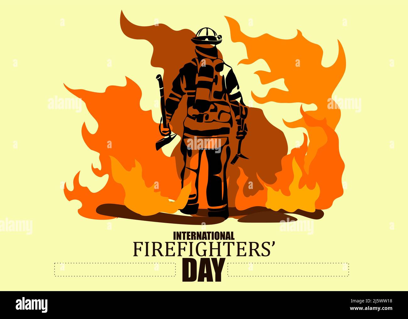 International firefighters day concept. Firefighter silhouette vector ...