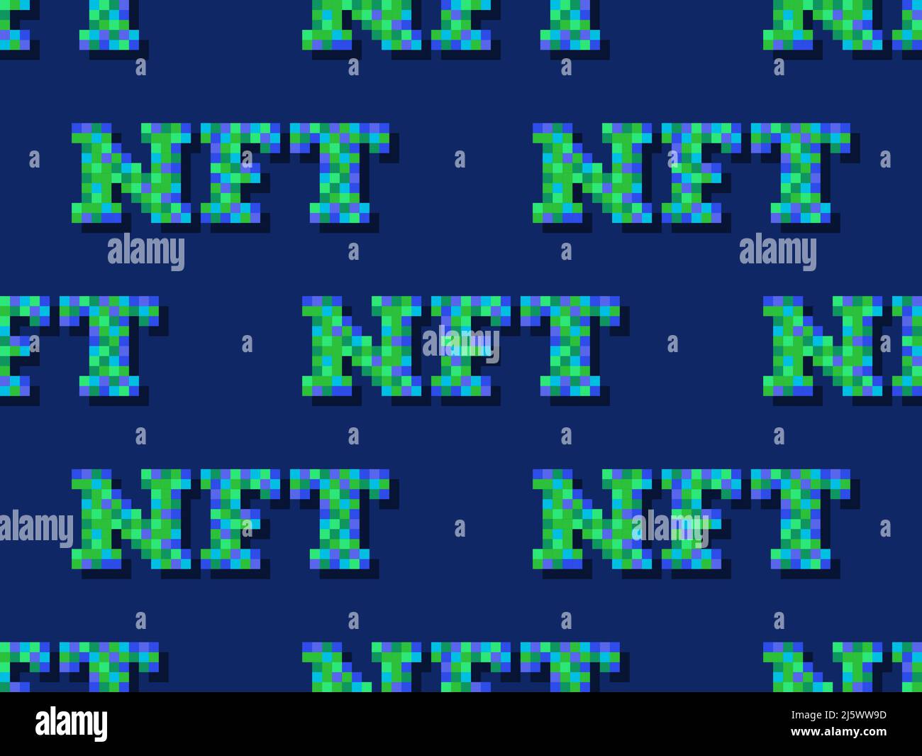 NFT token pixel art text seamless pattern. NFT non-fungible token ...
