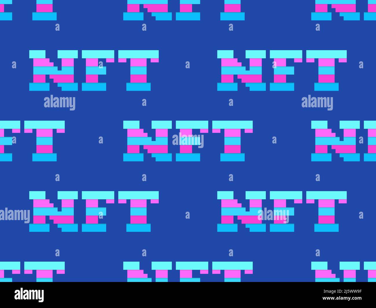NFT token pixel art text seamless pattern. NFT non-fungible token ...