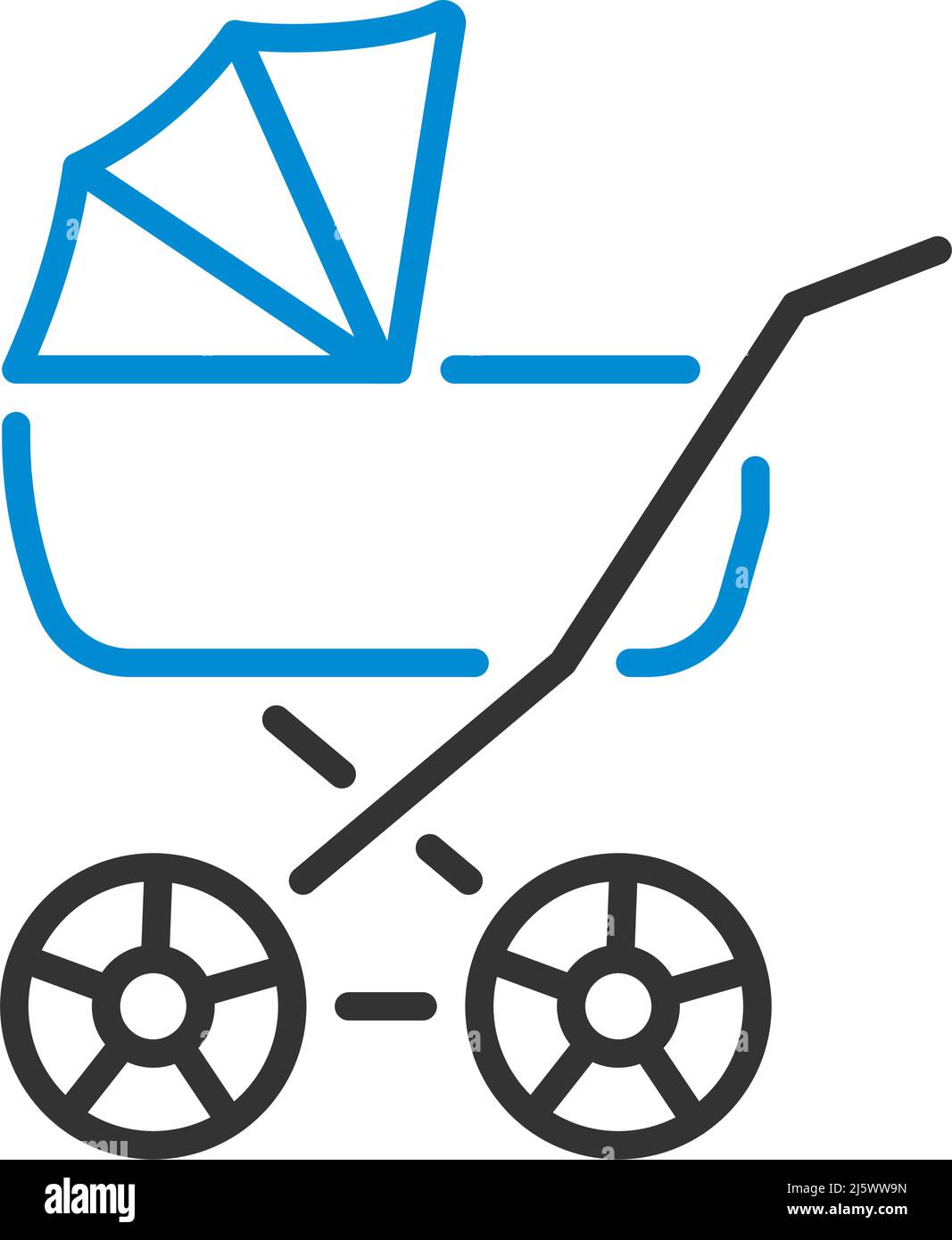Pram Icon. Editable Bold Outline With Color Fill Design. Vector ...