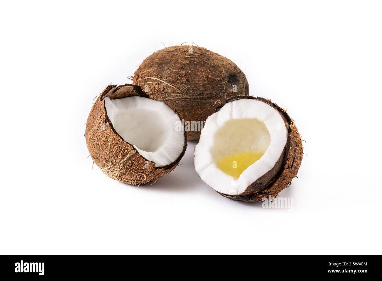 Coconut oil isolated on white background Stock Photo - Alamy