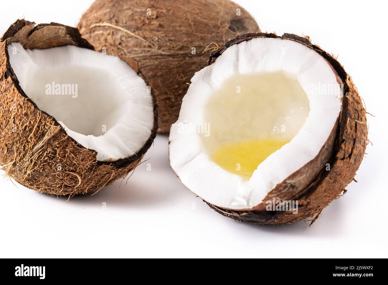 Coconut oil isolated on white background Stock Photo - Alamy