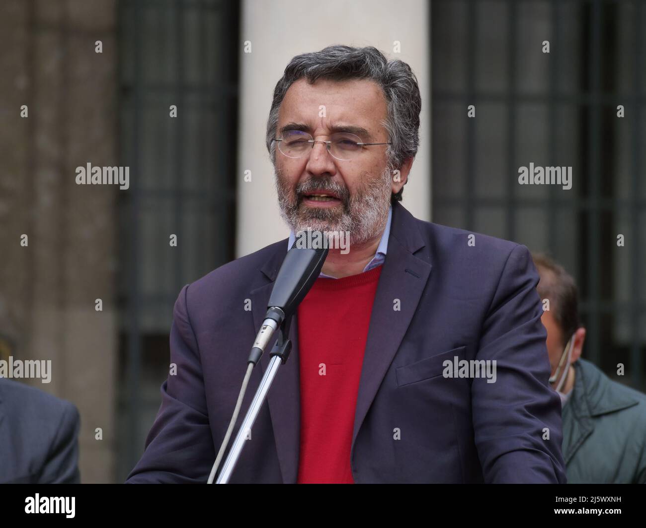 Journalist Marco Da Milano in Bergamo on 25 April 2022 to celebrate the ...