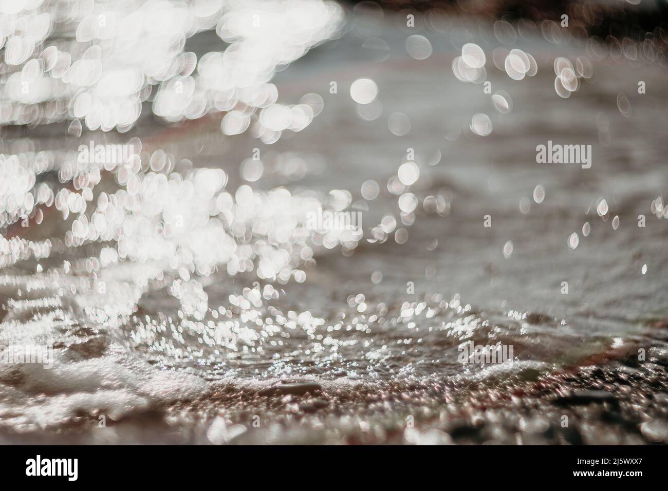 Abstract nature summer ocean sunset sea background. Small waves on ...