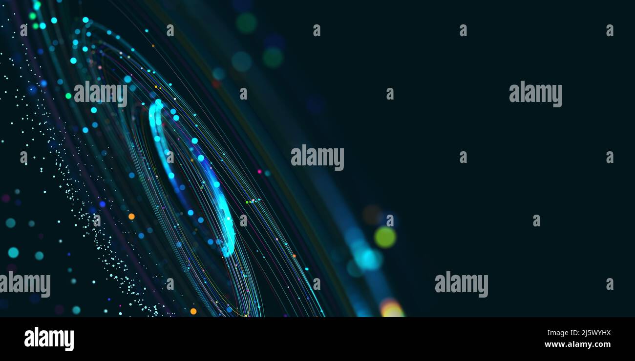 Big Data concept. Digital neural network. Introduction of artificial intelligence. Cyberspace of ...