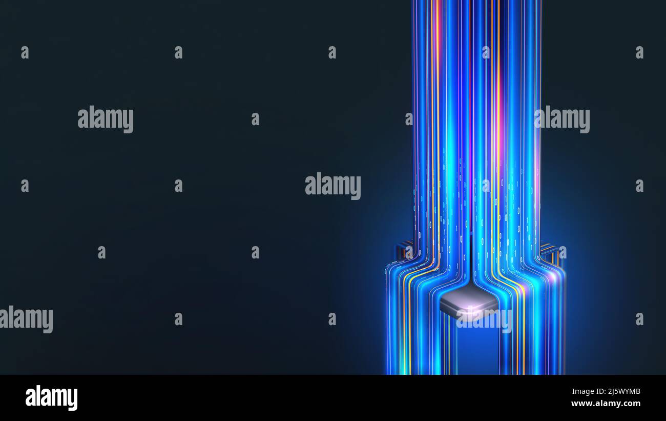 Quantum processor innovative concept of computing machines. 3D ...
