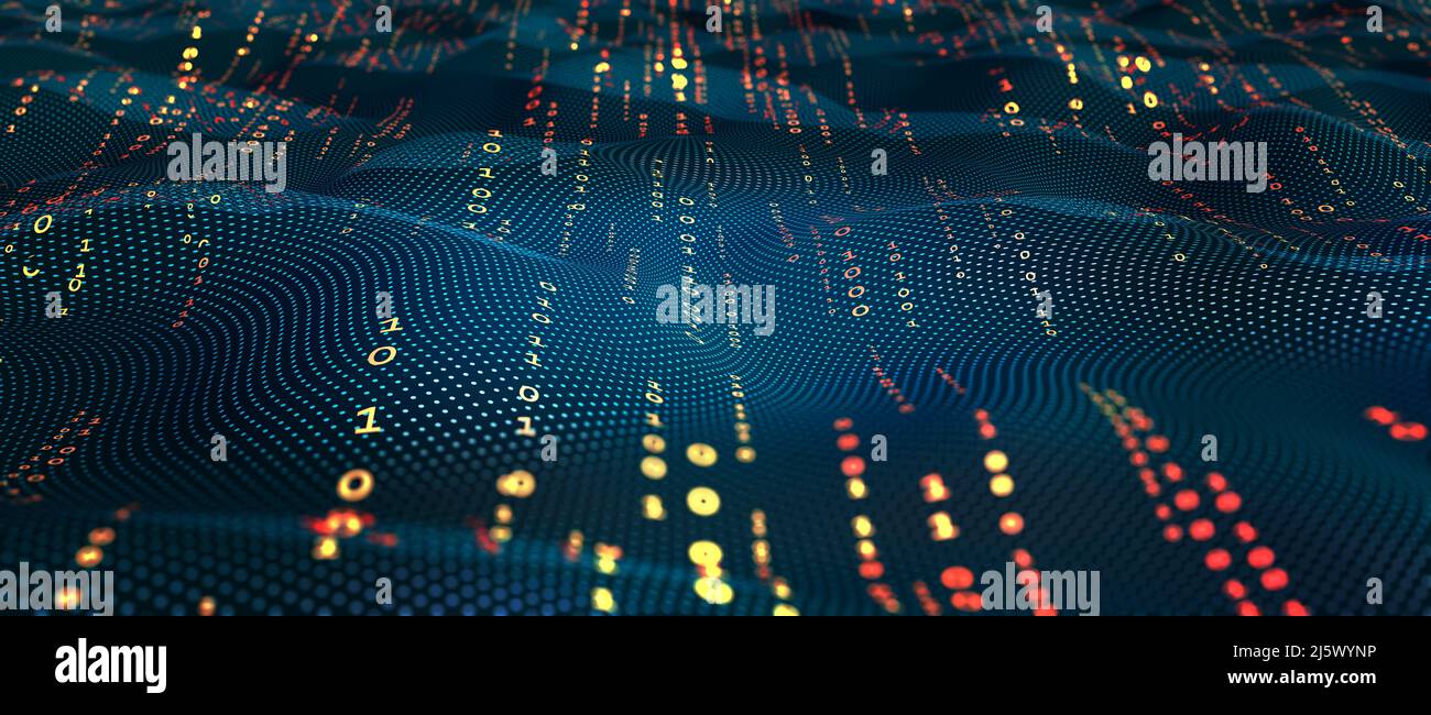 Terabytes of binary code data flying in a stream of information. Wavy ... Terabytes of binary code data flying in a stream of information. Wavy ...