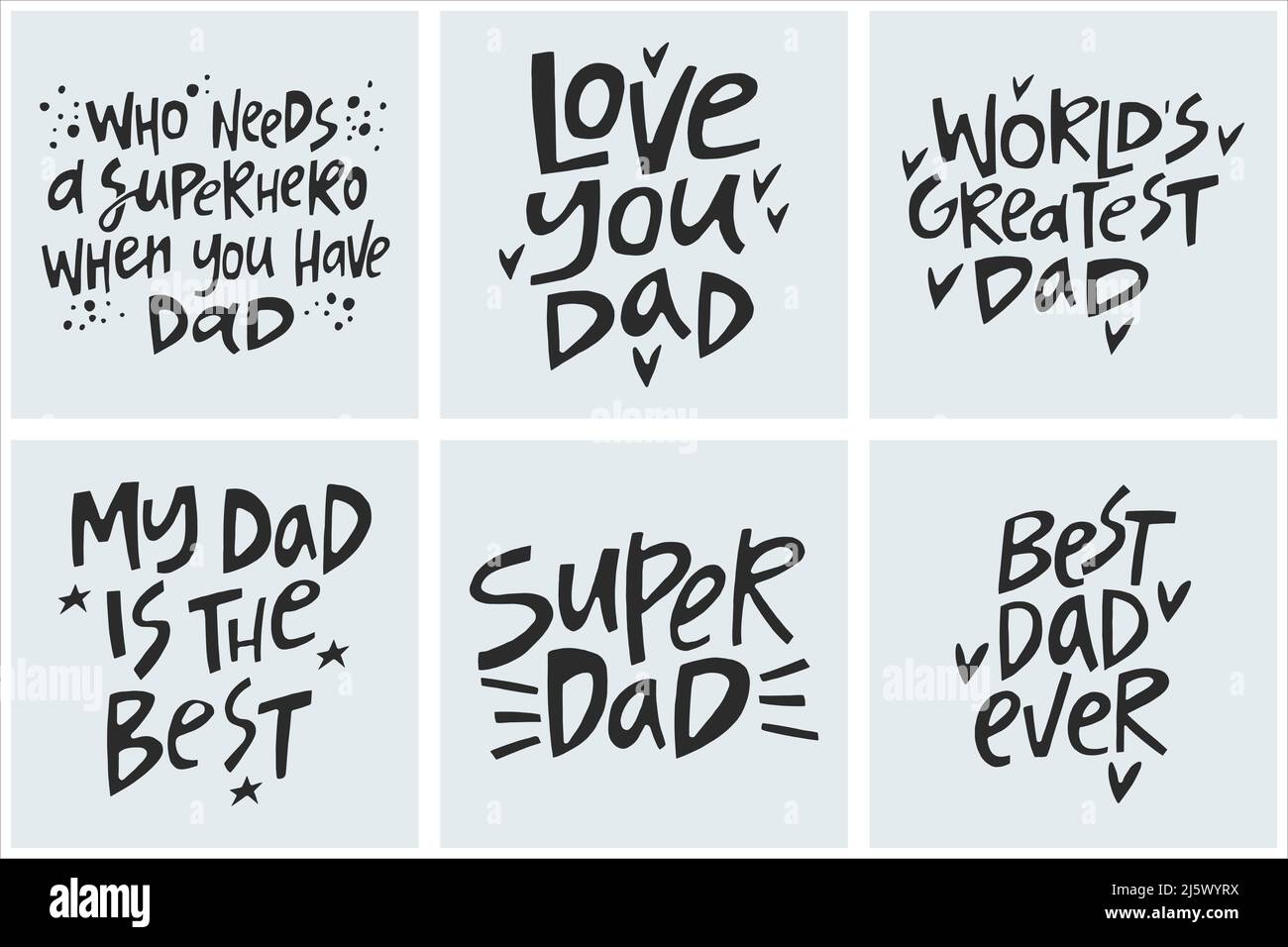 Set of hand-drawn quotes about Fathers day. Collection of modern ...