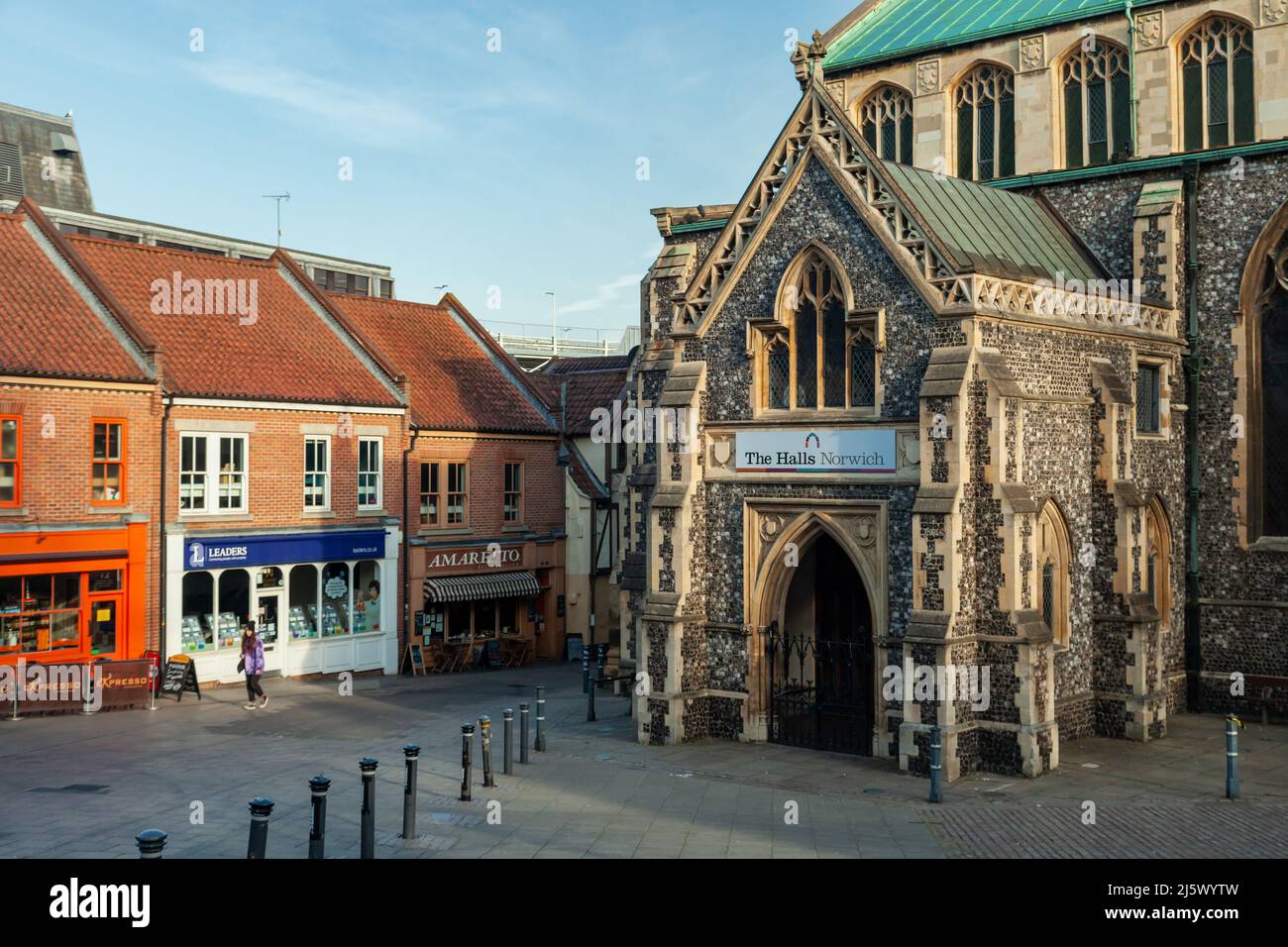 Spring morning at the Halls in Norwich centre, Norfolk, England Stock ...