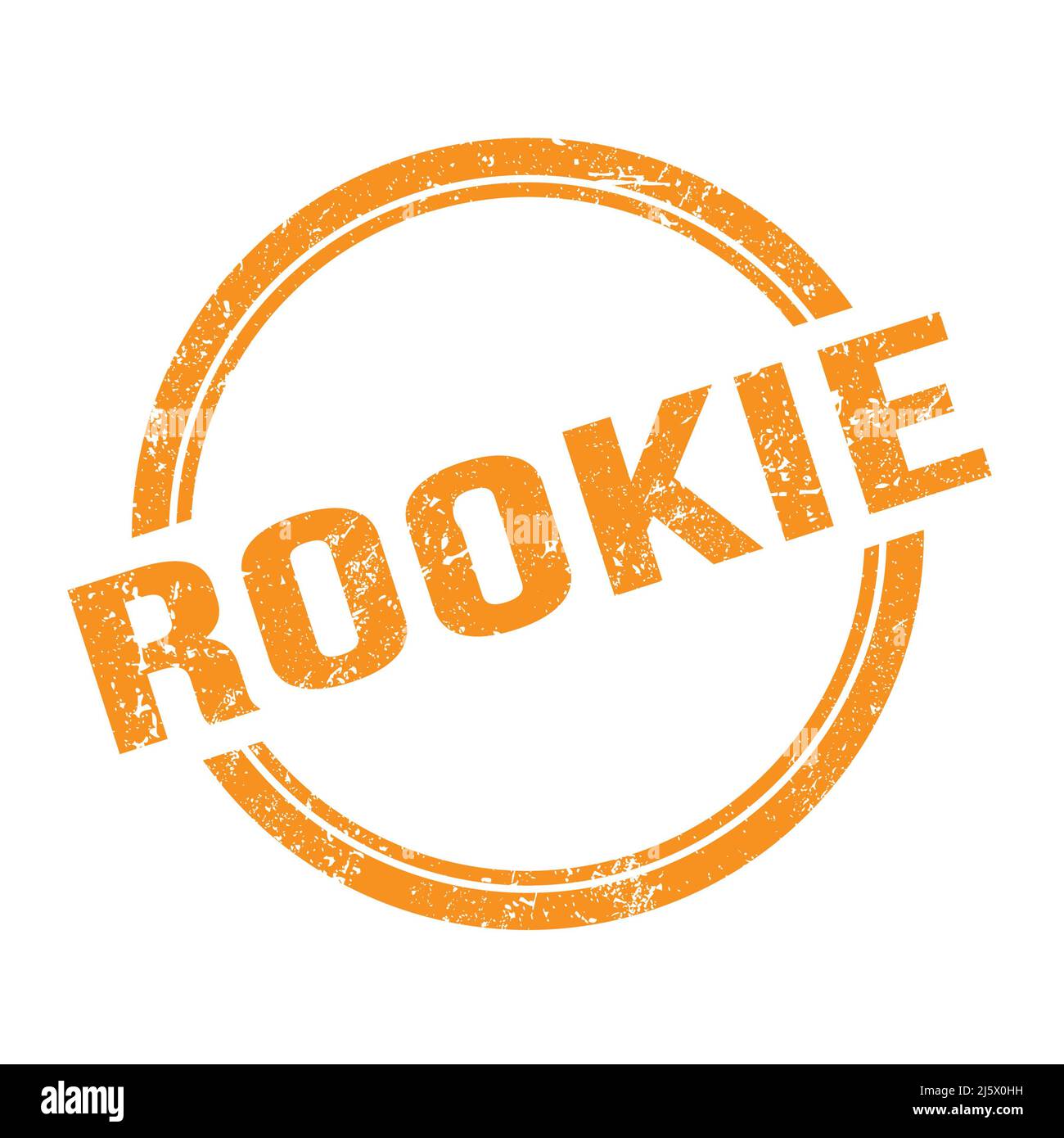 ROOKIE text written on orange grungy vintage round stamp Stock Photo ...