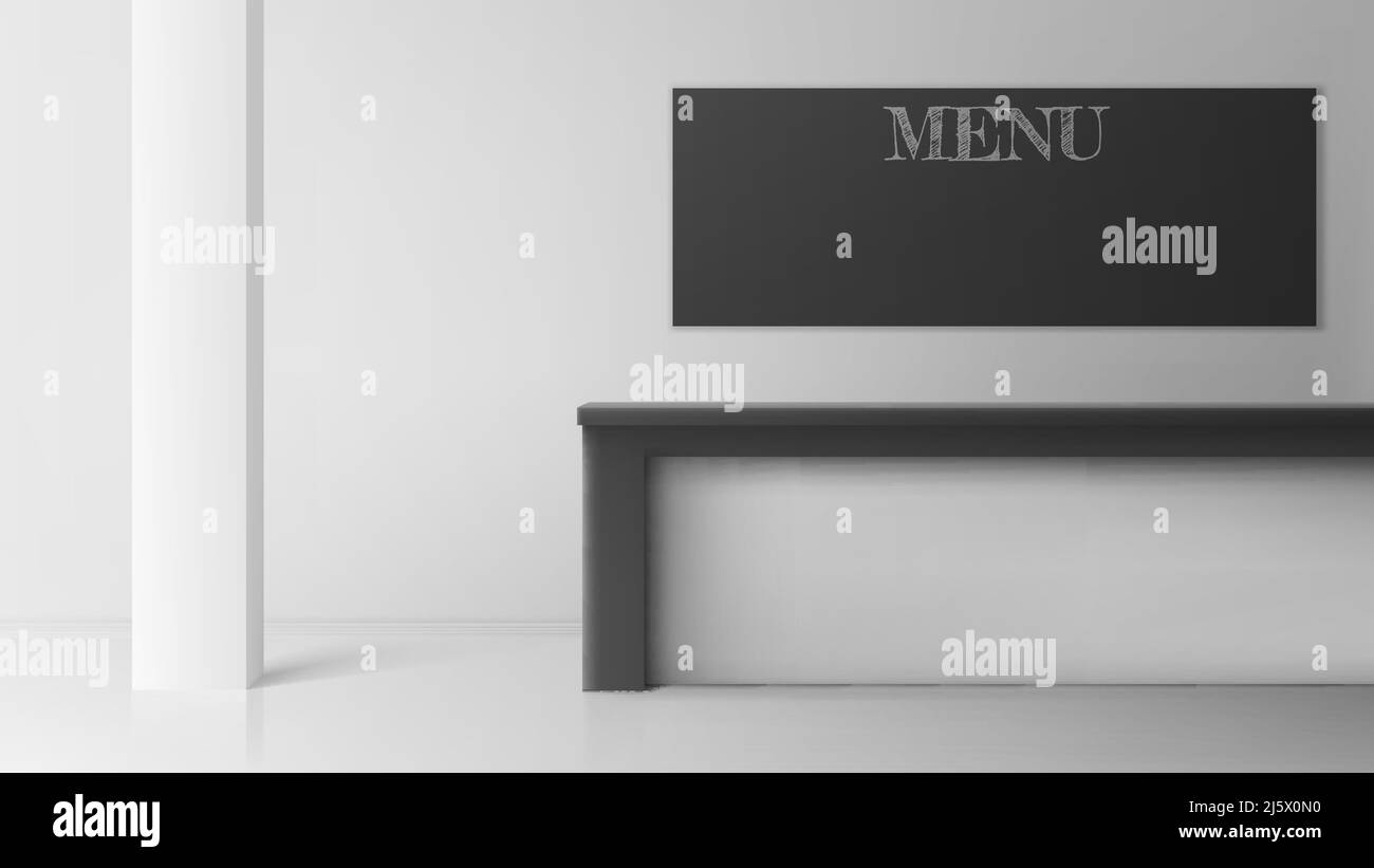 Bar desk in cafe or coffee shop, empty cafeteria interior design with ...