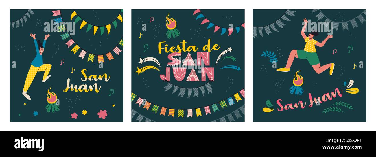 Set of designs for postcards or posters for celebration of Saint Juan ...