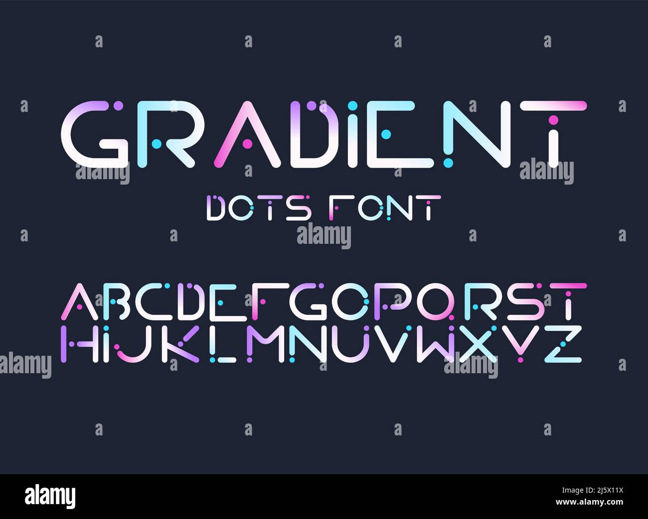 English ABC, full latin alphabet with futuristic, cyberpunk looking ...