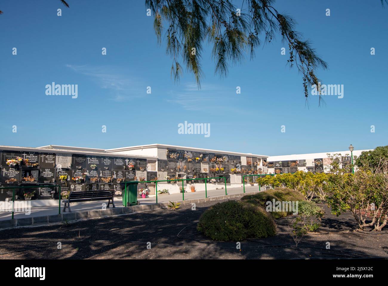 Cemetery in Teguise in Lanzarote, Carnary islands in Spain is very ...