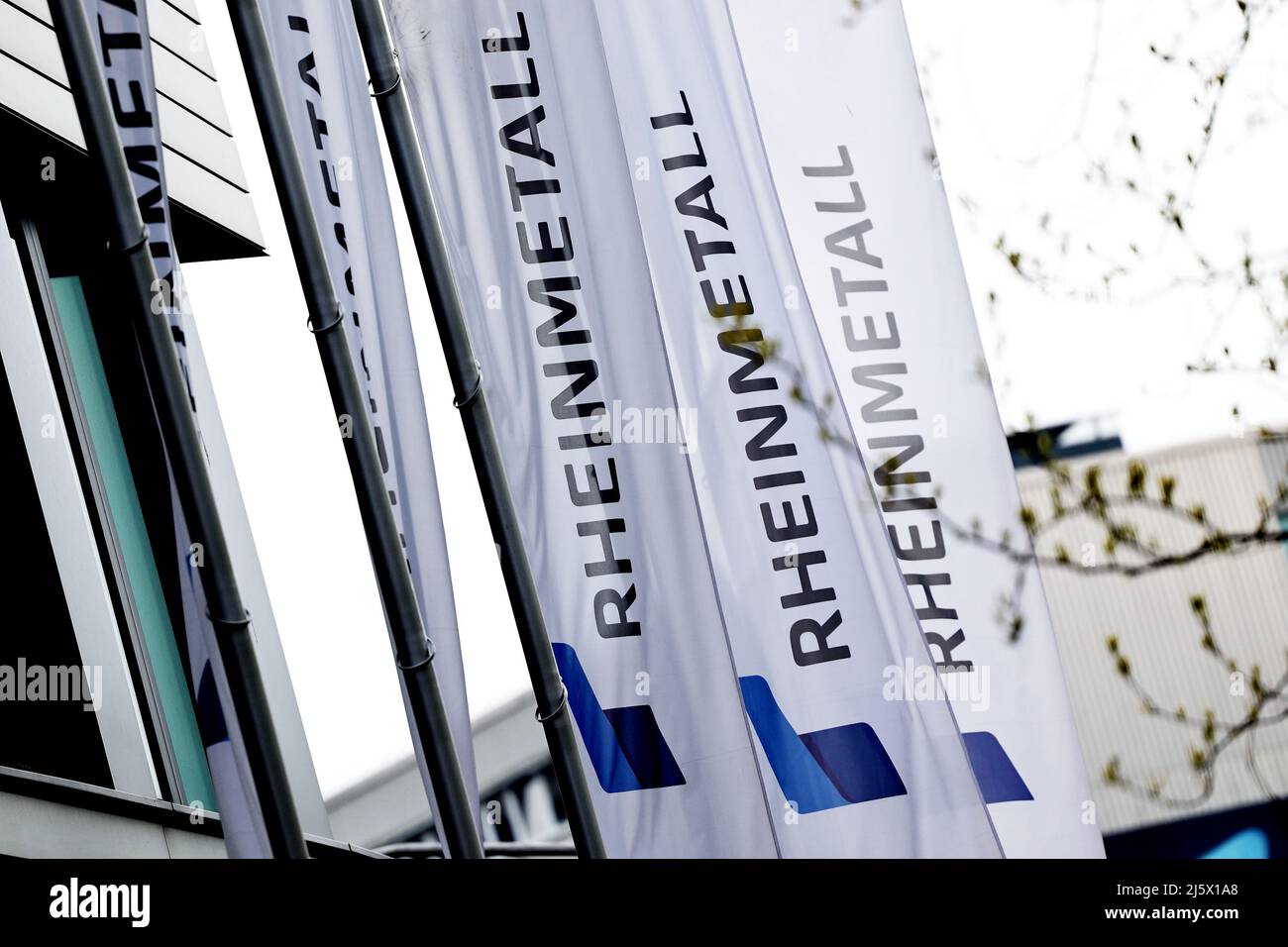 Duesseldorf, Germany. 26th Apr, 2022. Flags hang in front of the ...