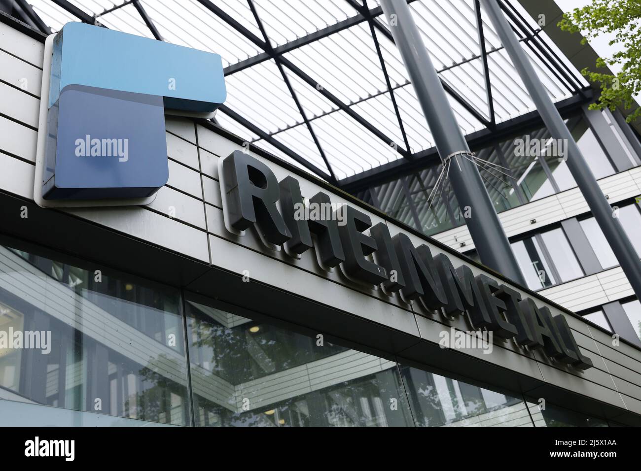 Duesseldorf, Germany. 26th Apr, 2022. The Rheinmetall logo on the ...