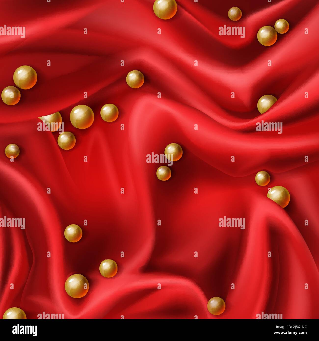 Wavy red satin, soft silk fabric, luxury atlas or satin material with ...